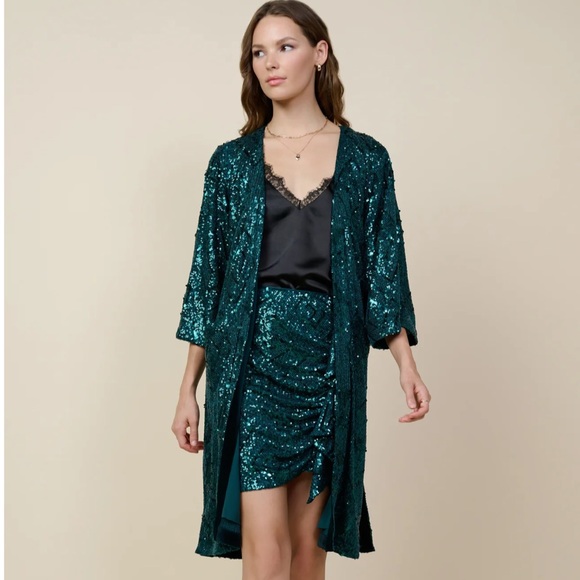 Skies Are Blue | Tops | New Skies Are Blue Belted Sequin Duster | Poshmark